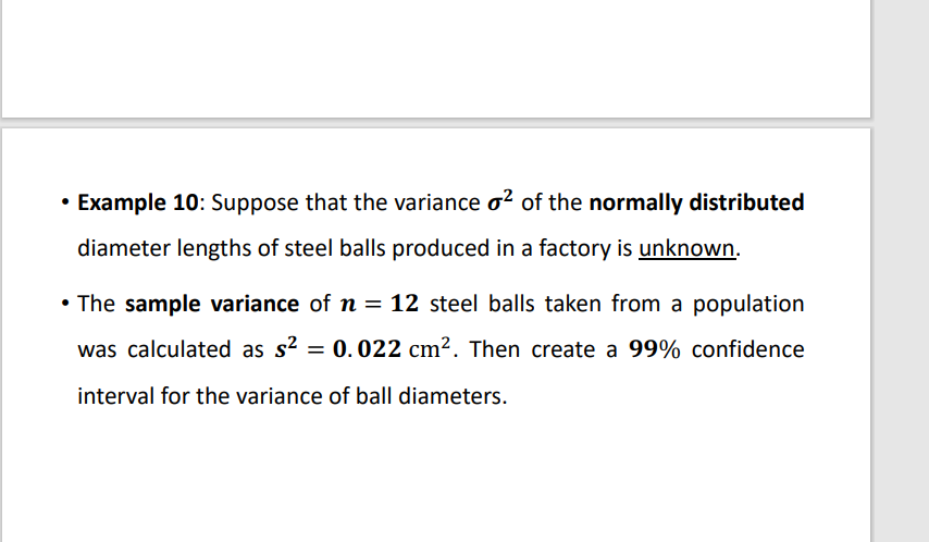 Solved Example 10: Suppose that the variance σ2 ﻿of the | Chegg.com