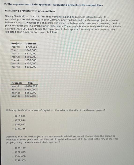 Solved 2. The replacement chain approach - Evaluating | Chegg.com