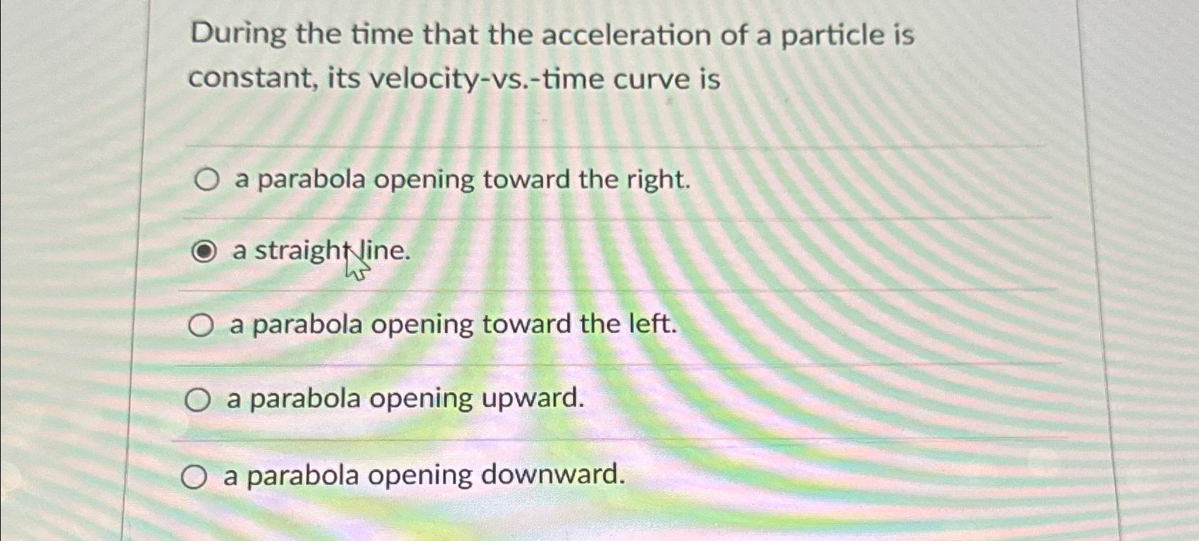 Solved During the time that the acceleration of a particle | Chegg.com