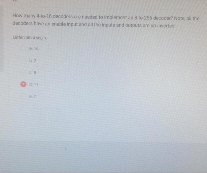 Solved How many 4-to-16 decoders are needed to implement an | Chegg.com