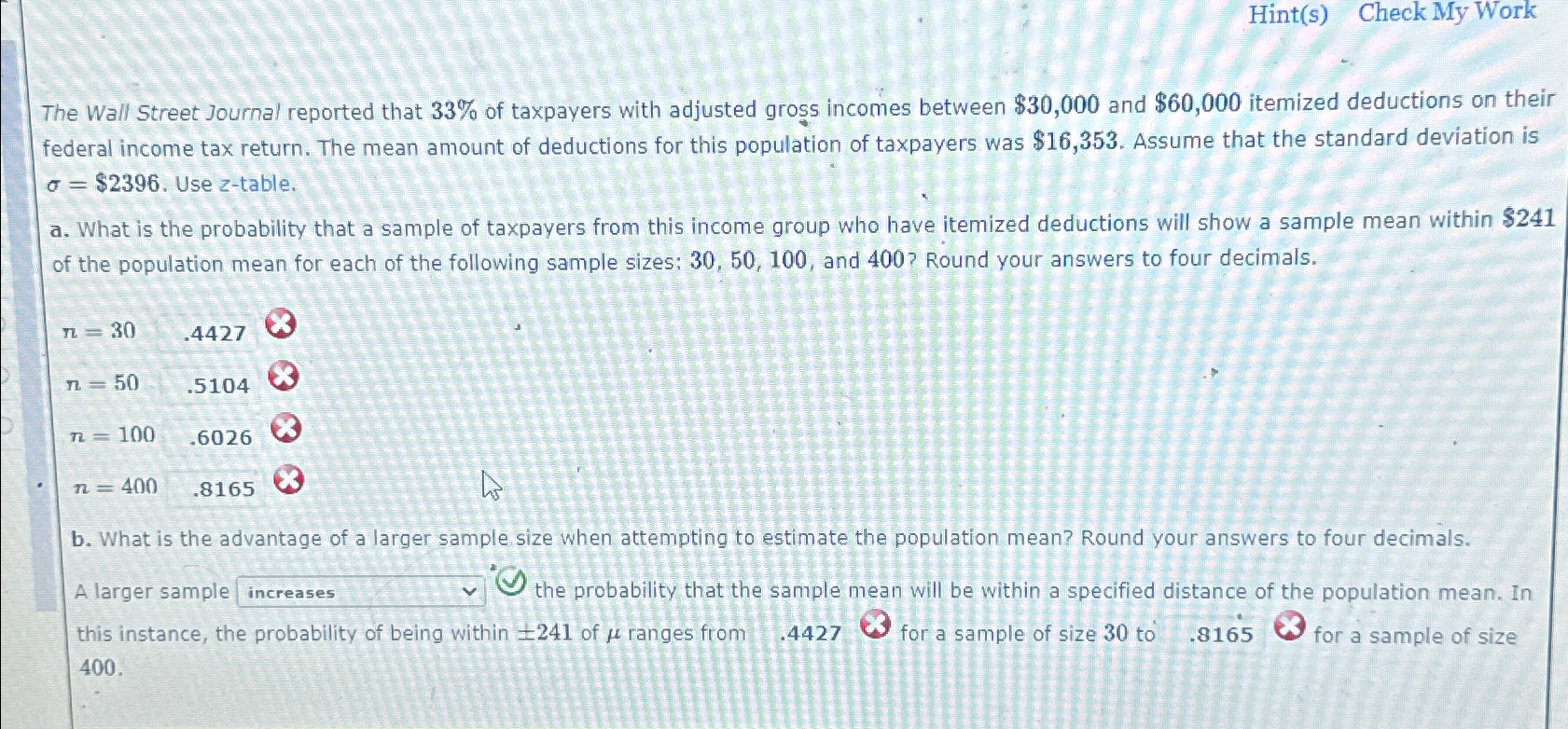 Solved Hint(s) ﻿Check My WorkThe Wall Street Journal | Chegg.com