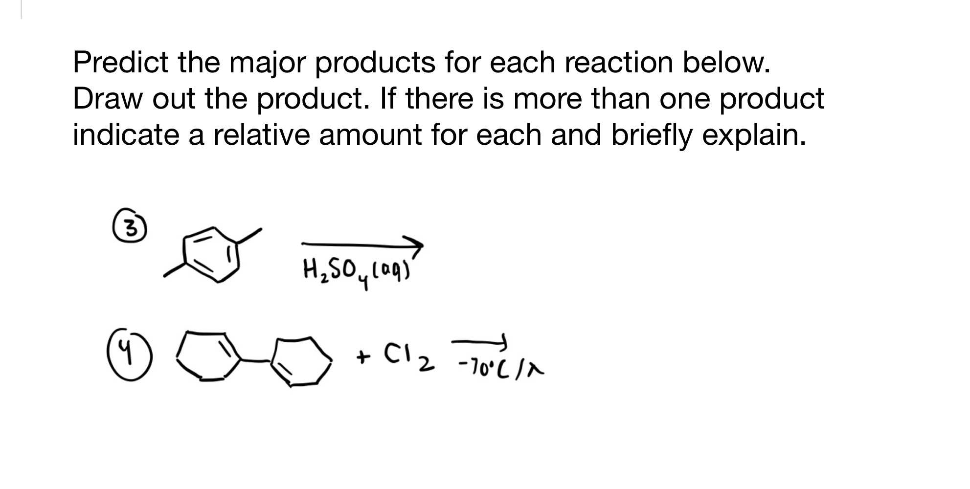 Solved Predict the major products for each reaction below. | Chegg.com