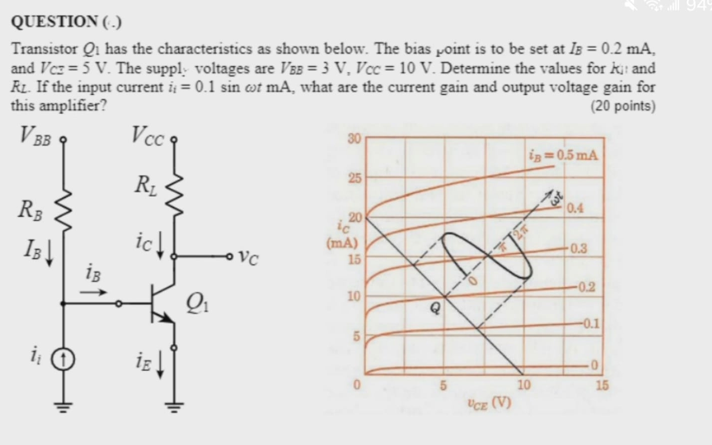 Solved QUESTION (.)Transistor Q1 ﻿has the characteristics as | Chegg.com