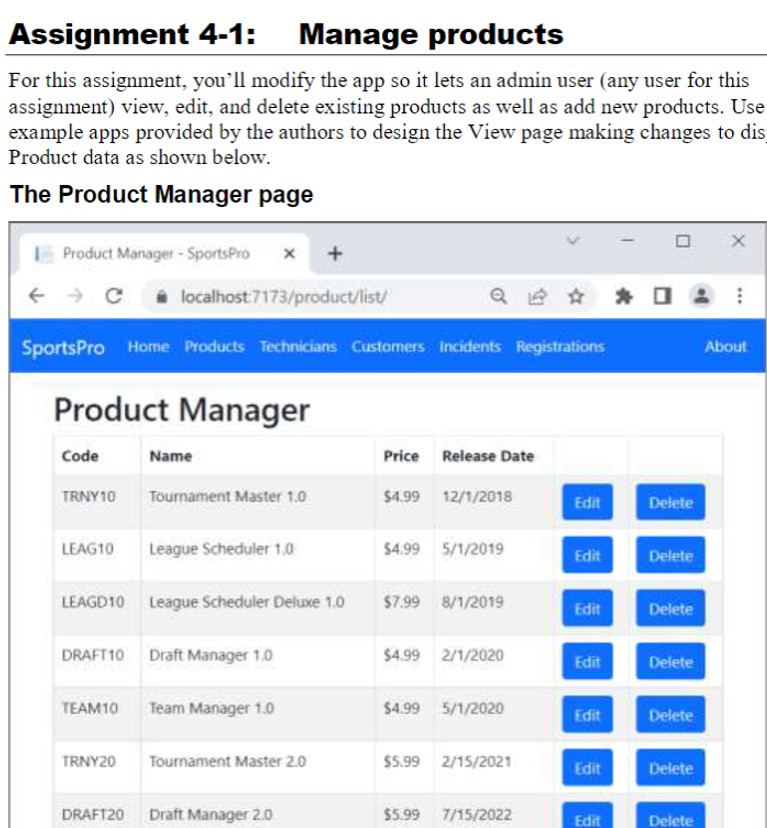 Solved Assignment 4-1: Manage productsFor this assignment, | Chegg.com