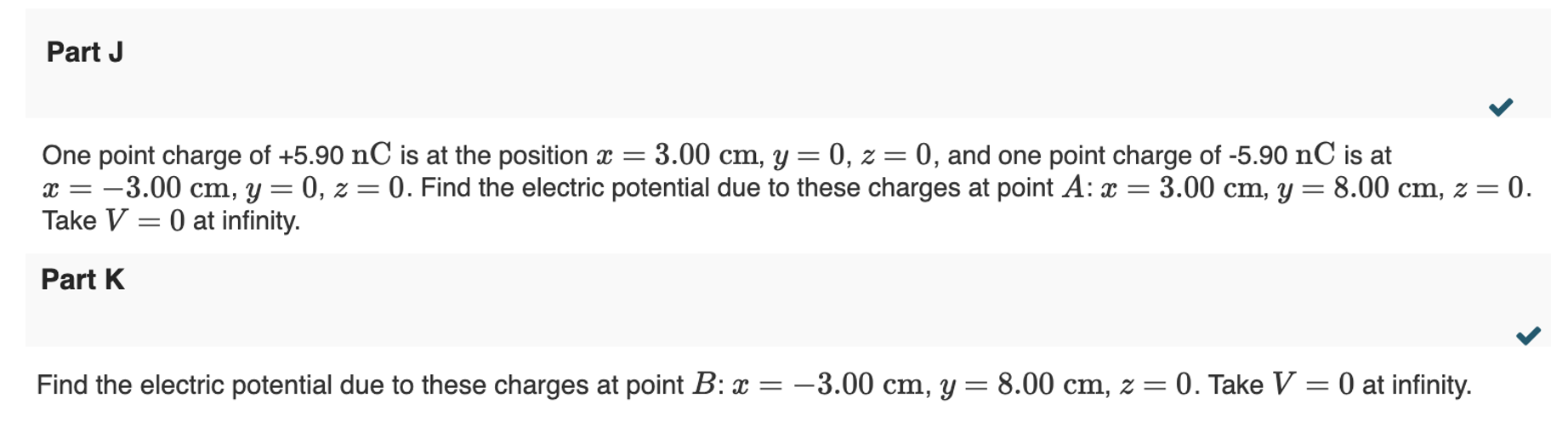 Solved Part JOne point charge of +5.90nC ﻿is at the position | Chegg.com