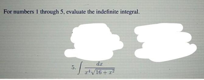 Solved For numbers 1 through 5, evaluate the indefinite | Chegg.com