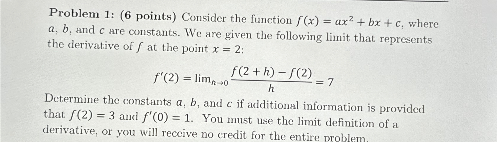 Solved Consider the function f(x)=ax2+bx+c, ﻿where a,b, ﻿and | Chegg.com