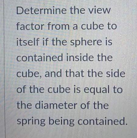Solved Determine the view factor from a cube to itself if | Chegg.com