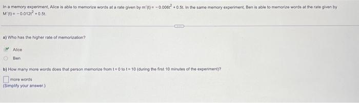 Solved In a memory experiment, Alice is able to memorize | Chegg.com