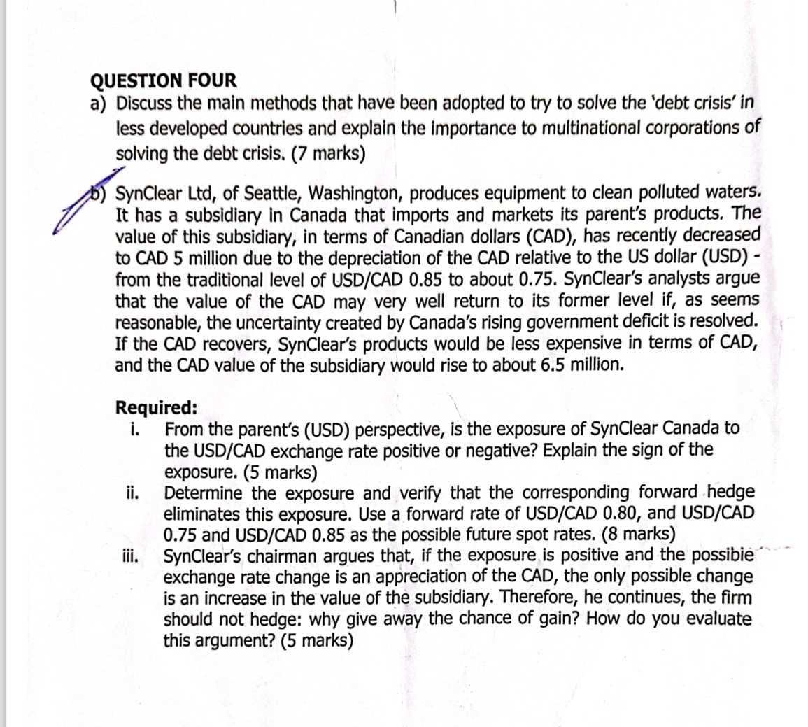 Solved QUESTION FOURa) ﻿Discuss the main methods that have | Chegg.com