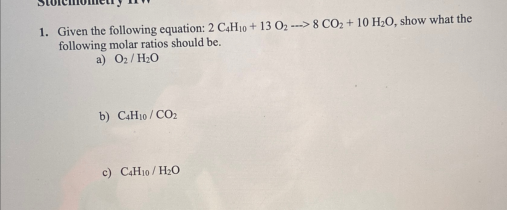Solved Given the following equation: | Chegg.com