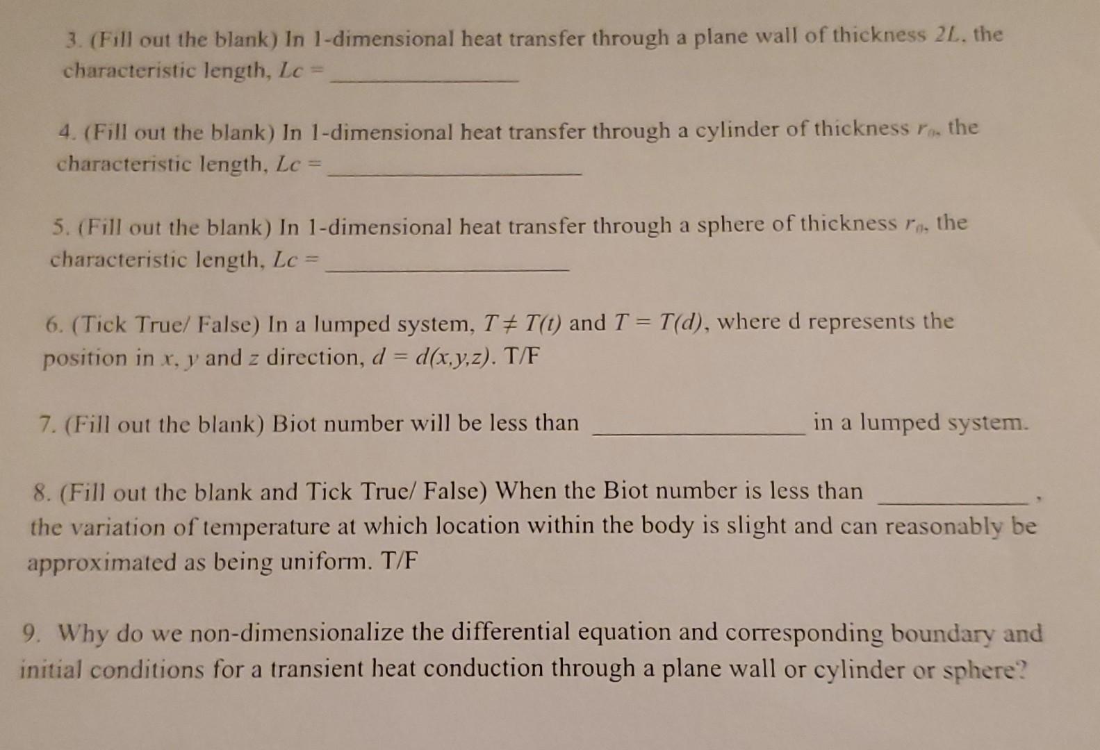Solved 3. (Fill out the blank) In 1-dimensional heat | Chegg.com