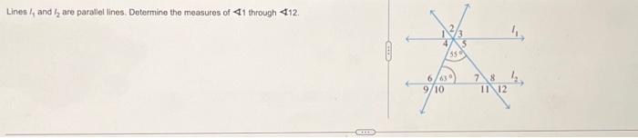 Solved Lines I1 and I2 are parallel lines. Dotermine the | Chegg.com