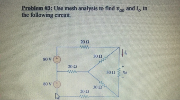 Solved Problem #3: Use mesh analysis to find Vab and i, in | Chegg.com