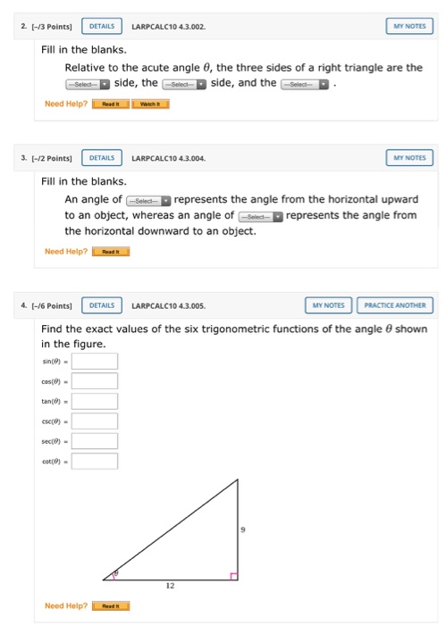 Solved CALCIUDA Match each trigonometric function with its | Chegg.com