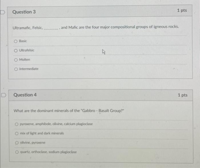 Solved Ultramafic, Felsic, , and Mafic are the four major | Chegg.com