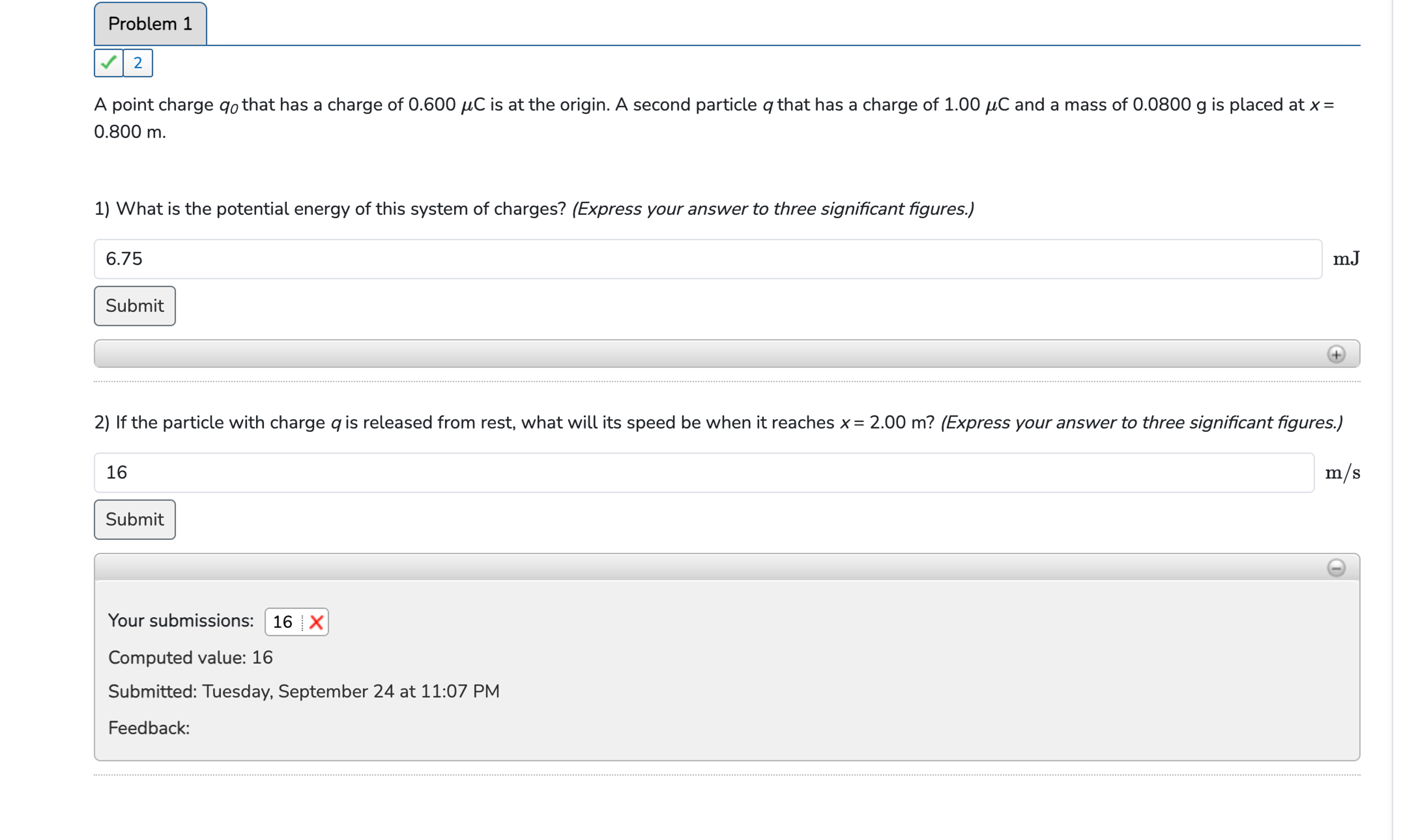 Solved A point charge q0 ﻿that has a charge of 0.500\mu C is | Chegg.com