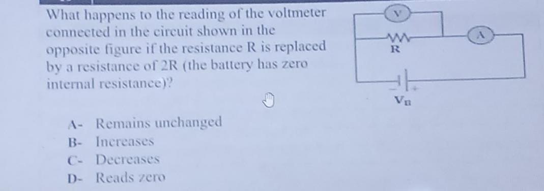 Solved What happens to the reading of the voltmeter | Chegg.com