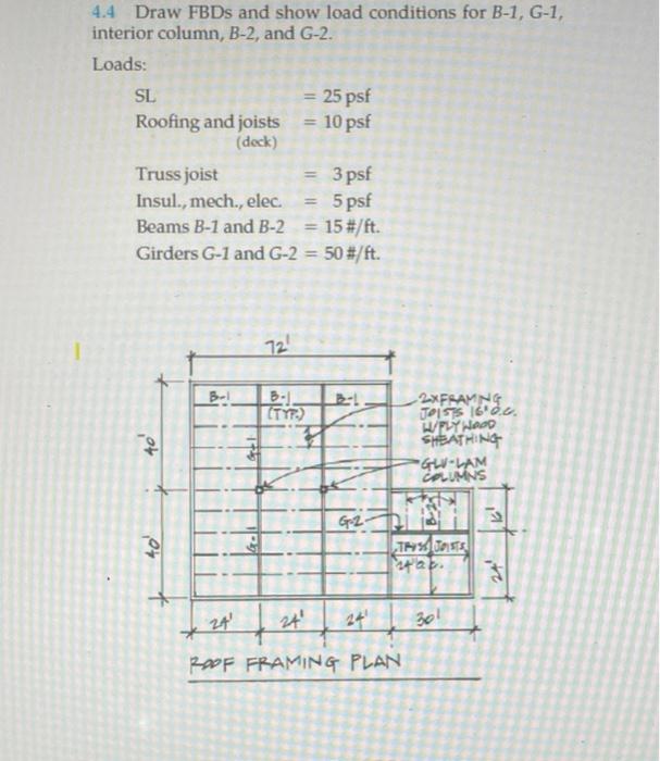 Solved 4.4 Draw FBDs and show load conditions for B-1, G-1, | Chegg.com