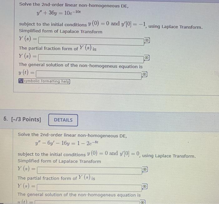 Solved Solve the 2nd-order linear non-homogeneous DE, y" + | Chegg.com