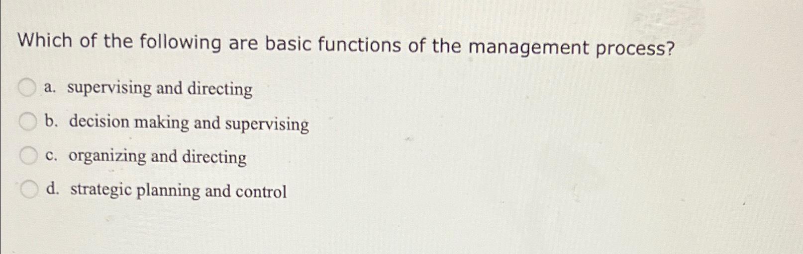 Solved Which of the following are basic functions of the | Chegg.com