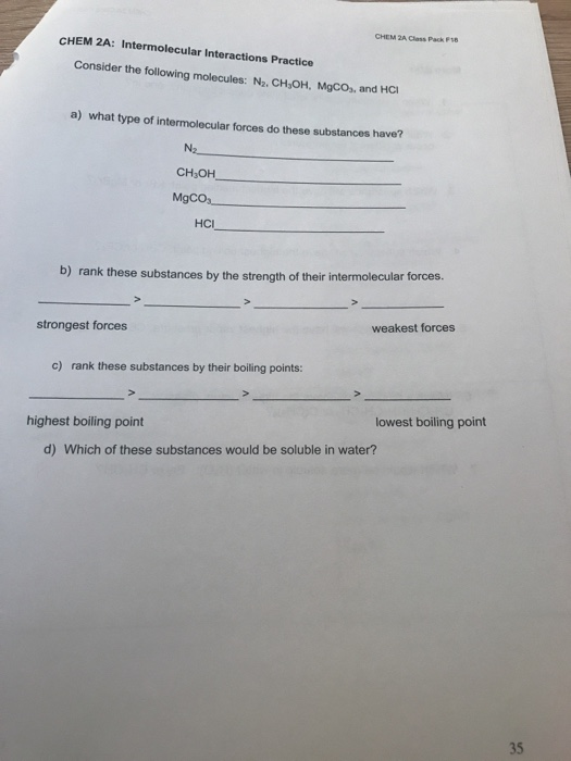 Solved CHEM 2A: Intermolecular Interactions Practice CHEM 2A | Chegg.com