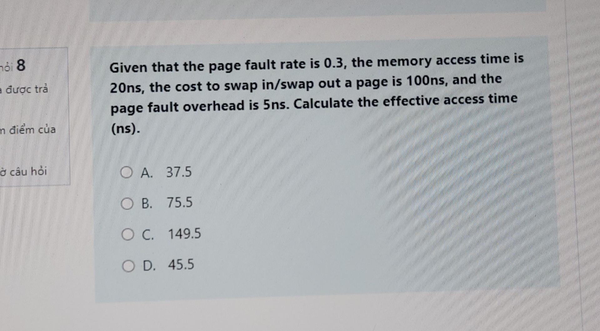 Solved no 8 3 được trả Given that the page fault rate is | Chegg.com