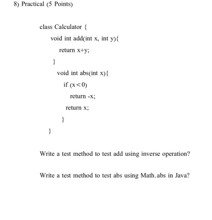 Solved ractical (5 Points) class Calculator \{ void int | Chegg.com