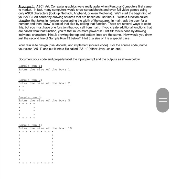 Solved Program 1: ASCII Art. Computer graphics were really | Chegg.com