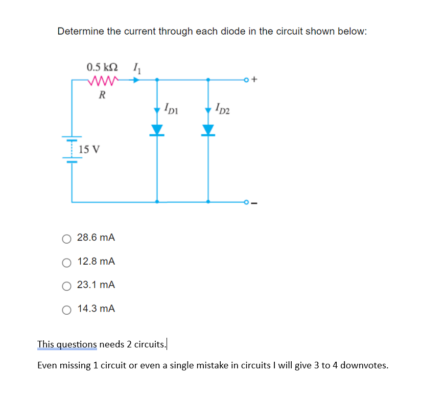 Solved Determine the current through each diode in the | Chegg.com