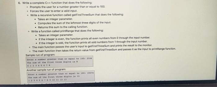 Solved Write A Complete C Function That Does The