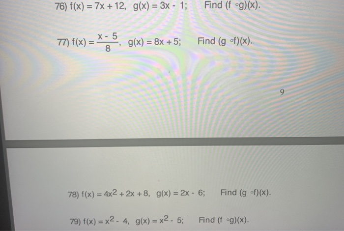 Solved Find (f og)(x). 76) f(x) = 7x + 12, g(x) = 3x - 13B X | Chegg.com