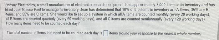 Solved Lindsay Electronics, a small manufacturer of | Chegg.com
