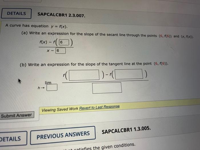Solved DETAILS A curve has equation y = f(x). (a) Write an | Chegg.com