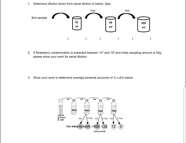 Solved 1ml 1. Determine dilution factor from serial dilution | Chegg.com