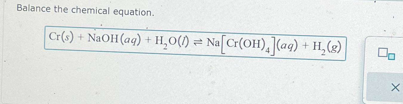 Balance the chemical | Chegg.com