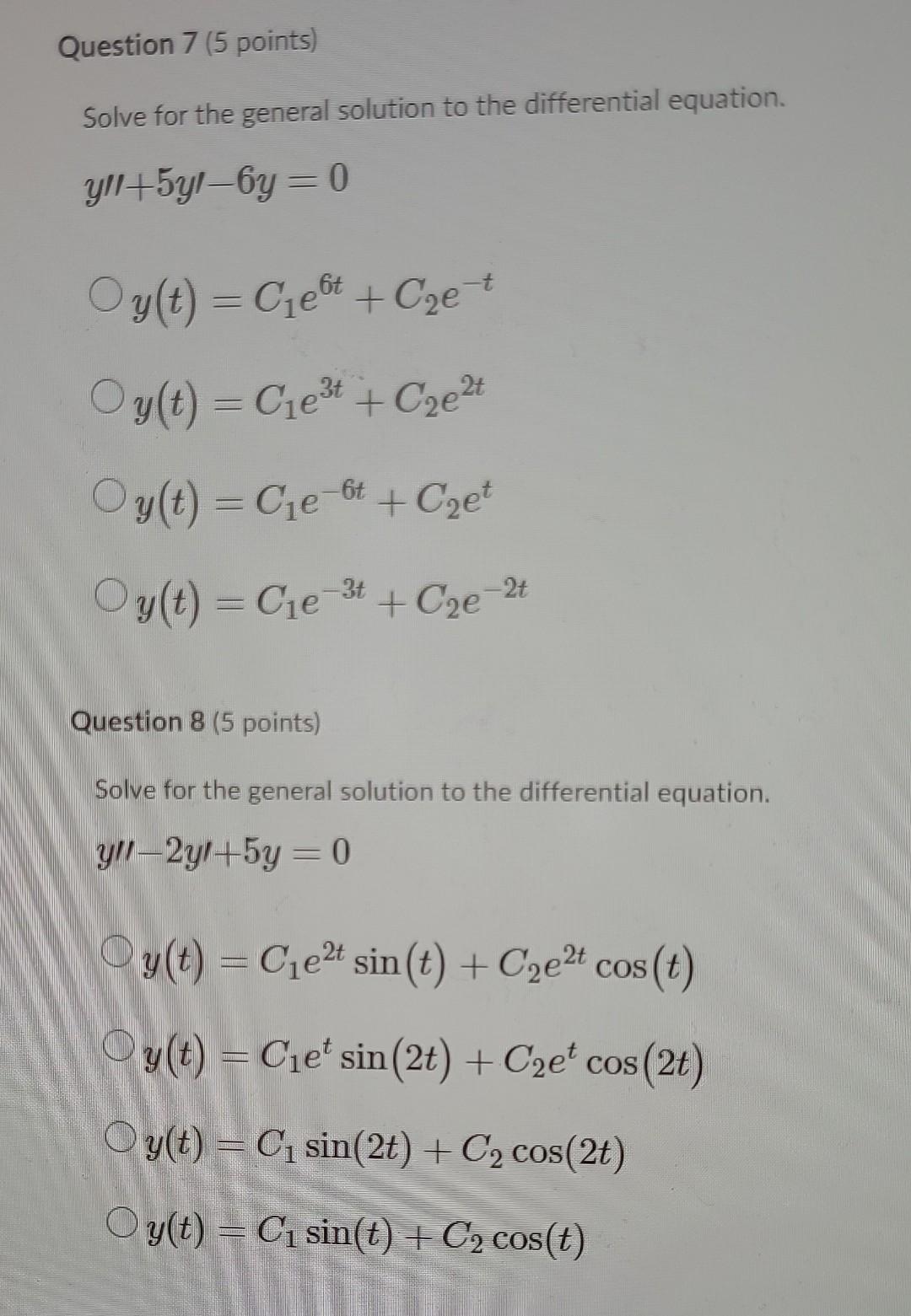 Solved Solve for the general solution to the differential | Chegg.com