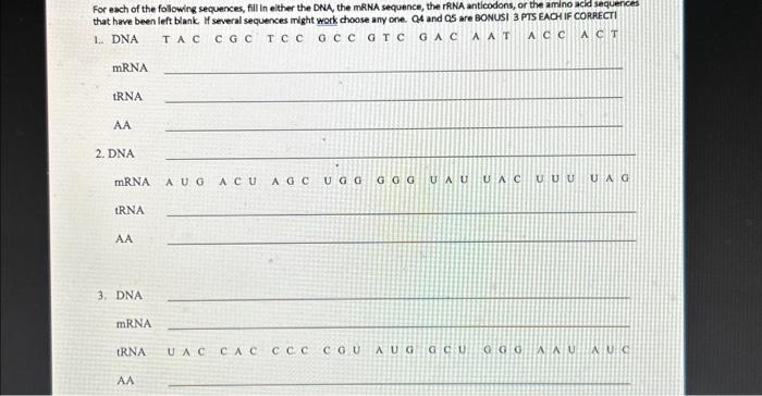 For each of the following sequences, fill in either | Chegg.com