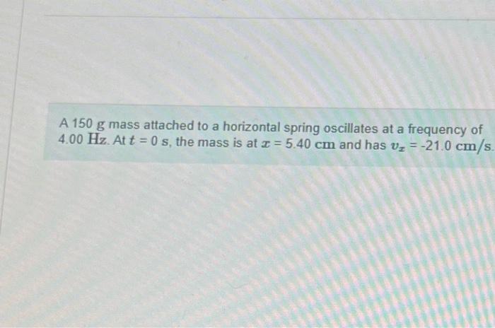 Solved A 150 g mass attached to a horizontal spring | Chegg.com