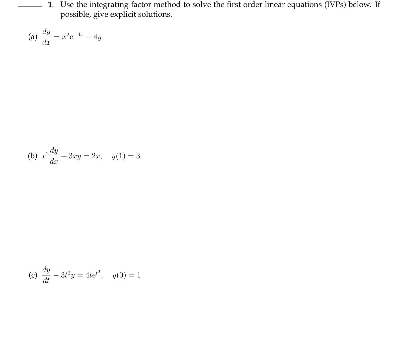 Solved Use the integrating factor method to solve the first | Chegg.com