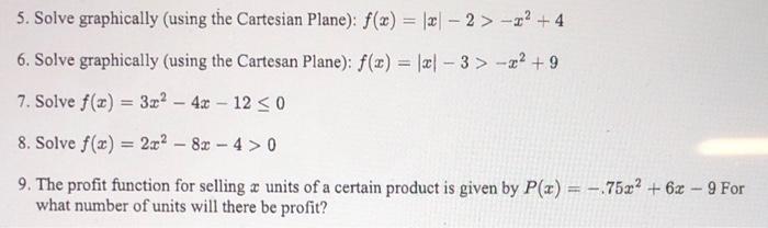 Solved 5. Solve graphically (using the Cartesian Plane): | Chegg.com
