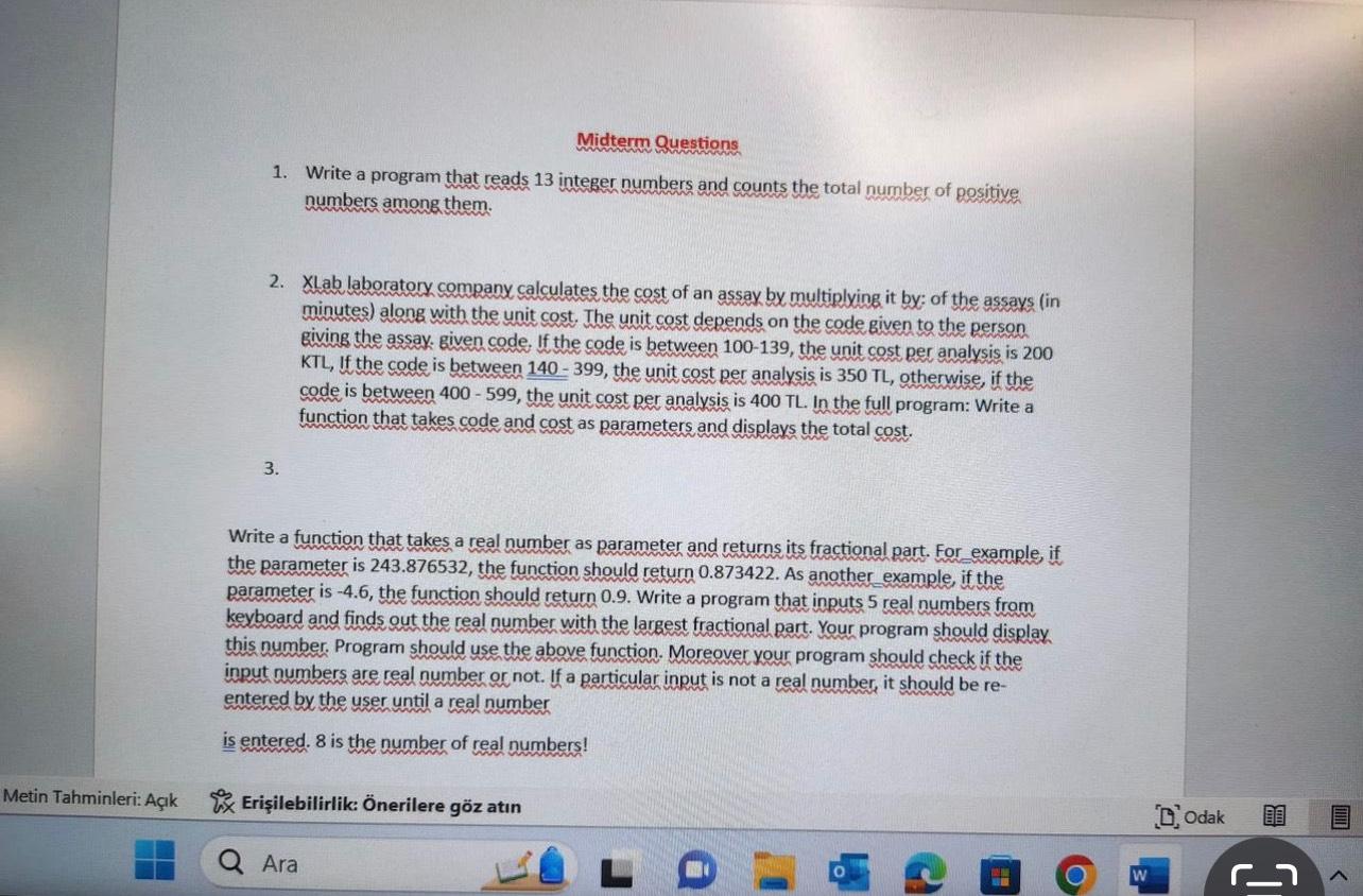 Solved Midterm QuestionsWrite a program that reads 13 | Chegg.com