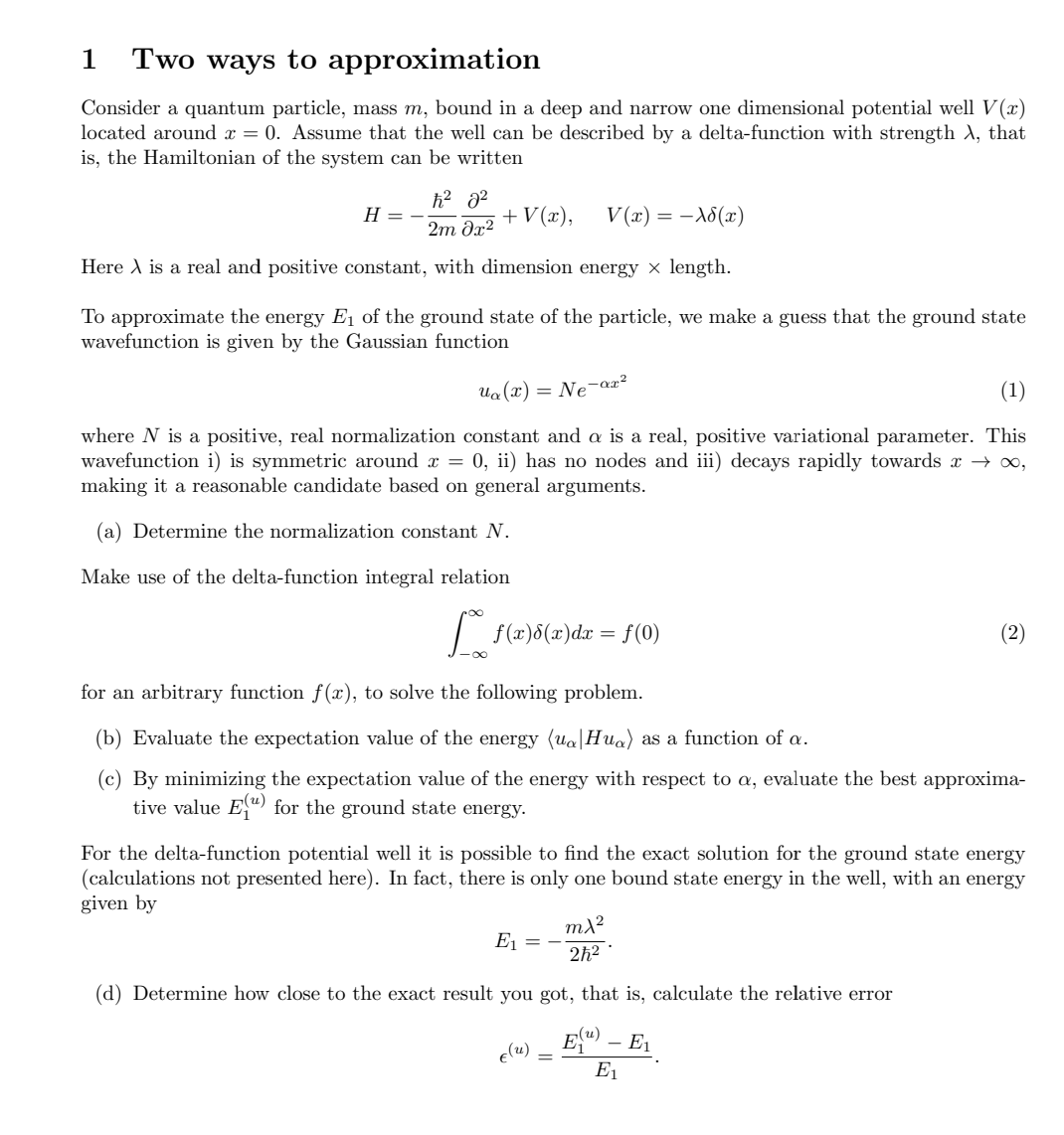 Solved 1 Two ways to approximation Consider a quantum | Chegg.com