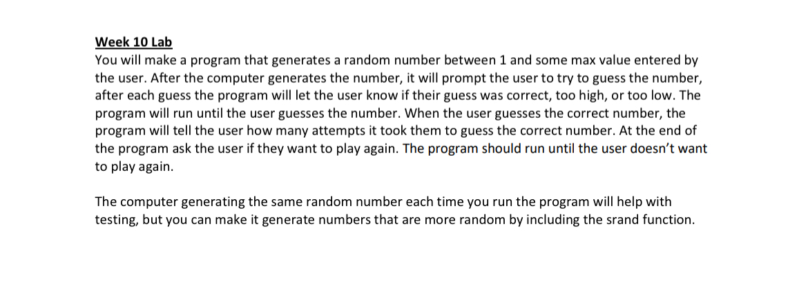 Solved Week 10 ﻿LabUSING LANGUAGE C++You will make a program | Chegg.com