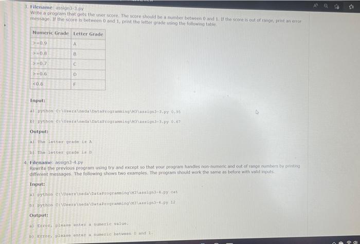 Solved 3 Filename Assign3 3 Py Write A Program That Gets