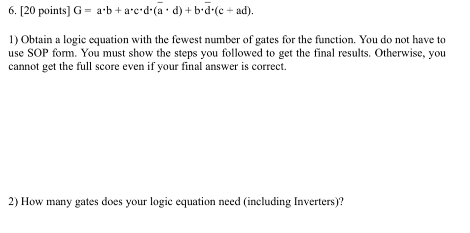 Solved G= ﻿ab + ﻿acd(ad) + ﻿bd(c+ad) | Chegg.com