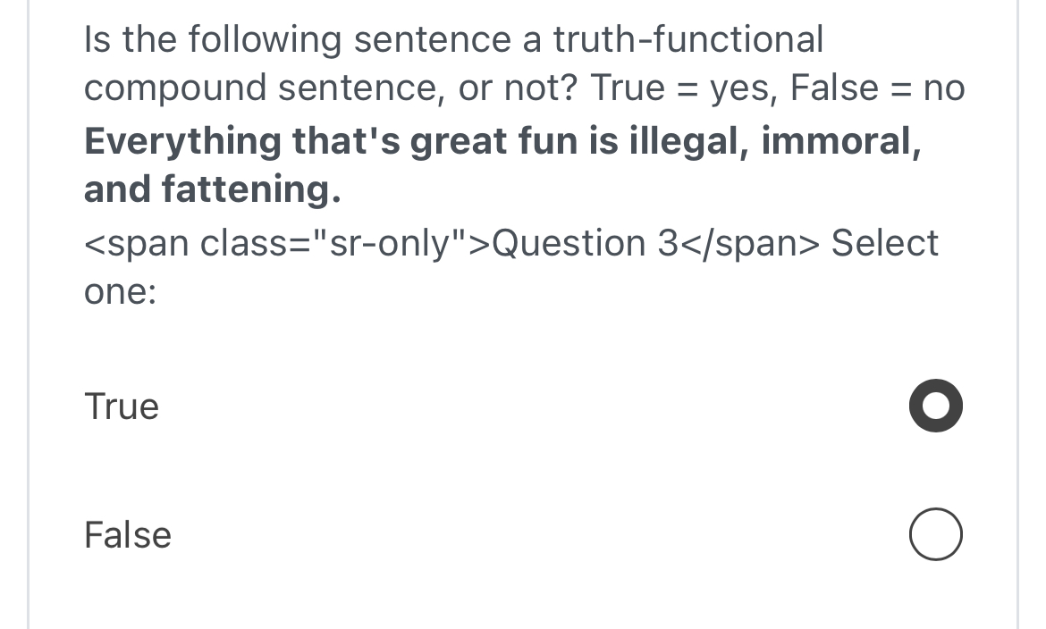 Is the following sentence a truth-functional compound | Chegg.com