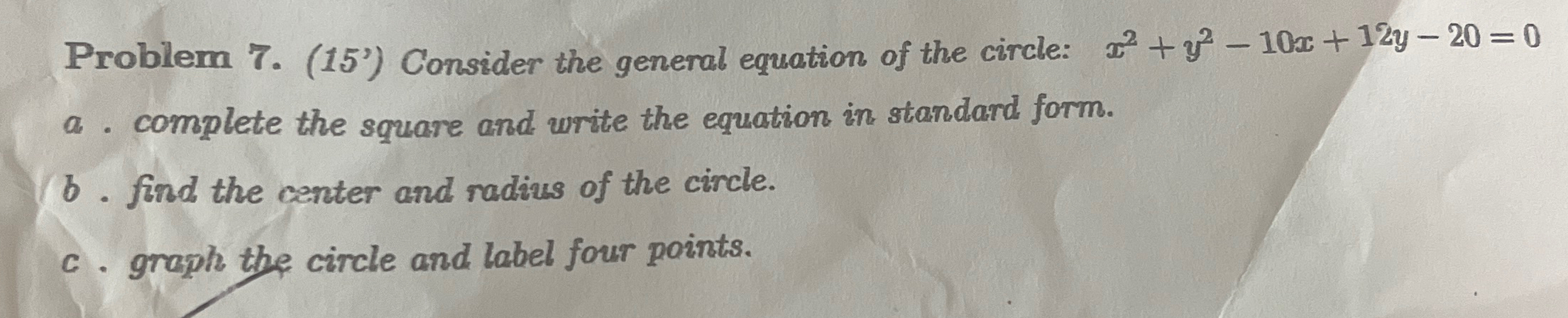Solved Consider the general equation of the circle: | Chegg.com