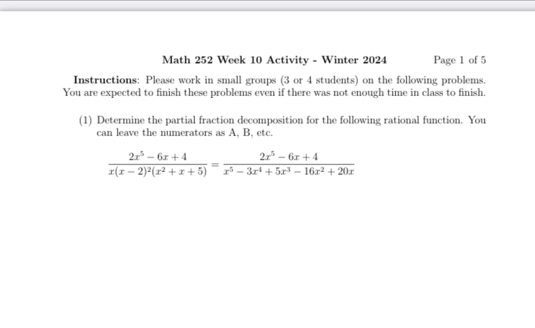 Solved Math 252 ﻿Week 10 ﻿Activity - ﻿Winter 2024Page 1 ﻿of | Chegg.com