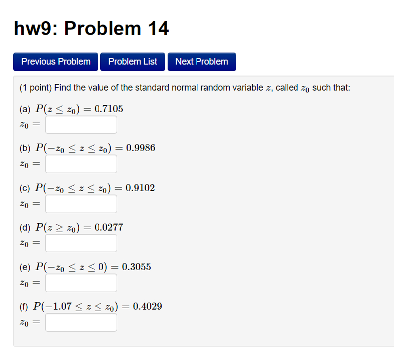 Solved (1 ﻿point) ﻿Find the value of the standard normal | Chegg.com